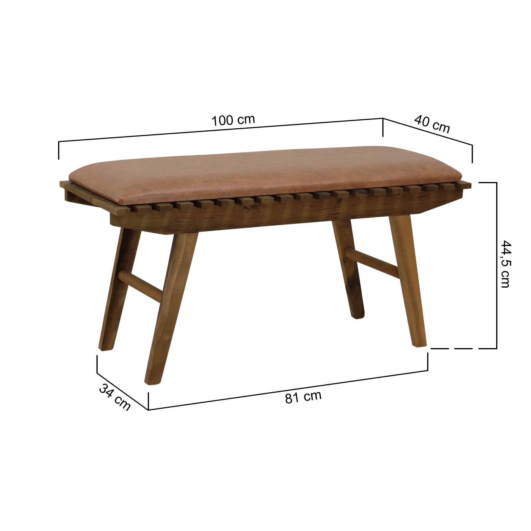 Banco Summer 100cm Madeira Maciça Imbuia - Stain Imbuia / Estofado ...